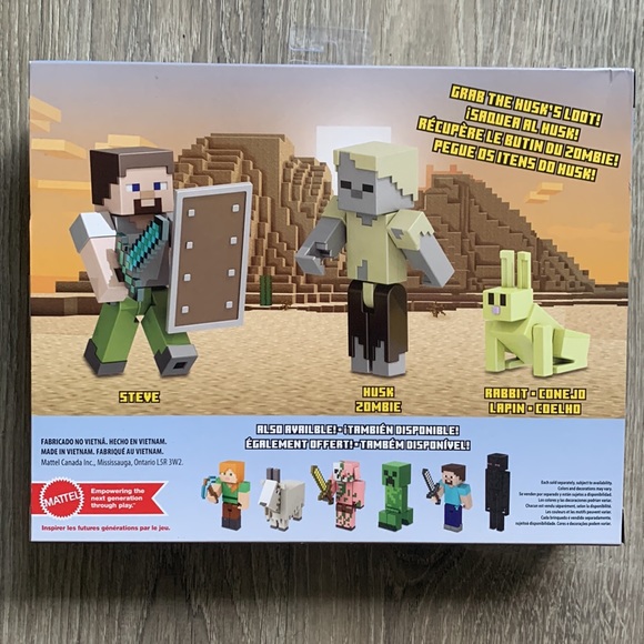 Minecraft | Toys | Mattel Minecraft Desert Husk Adventure Pack Steve ...